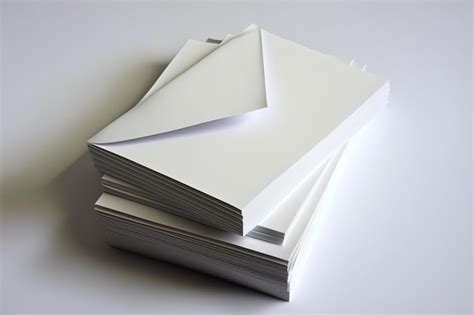 흰색 배경에 쌓인 빈 봉투 프리미엄 사진