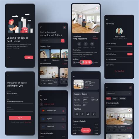 Property Mobile Application Design Dark Version By Dotpixel Agency On