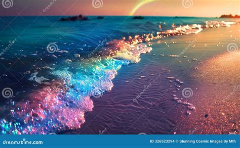 Fantasy Magical Dreamlike Rainbow Beach Stock Illustration