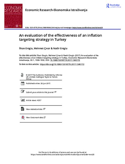 Pdf An Evaluation Of The Effectiveness Of An Inflation Targeting Strategy In Turkey