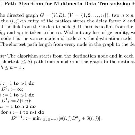 Shortest Path Algorithm For Multimedia Data Transmission Environment