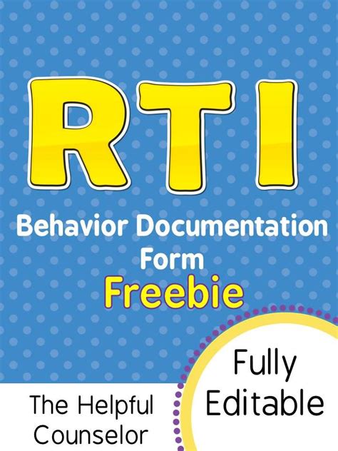 Free Rti Behavior Documentation Intervention And Progress Monitoring Form Rti Interventions