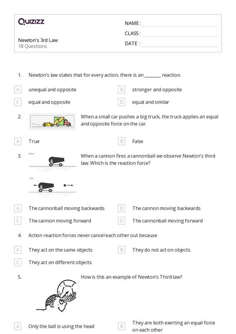 Newtons 3rd Law Worksheets