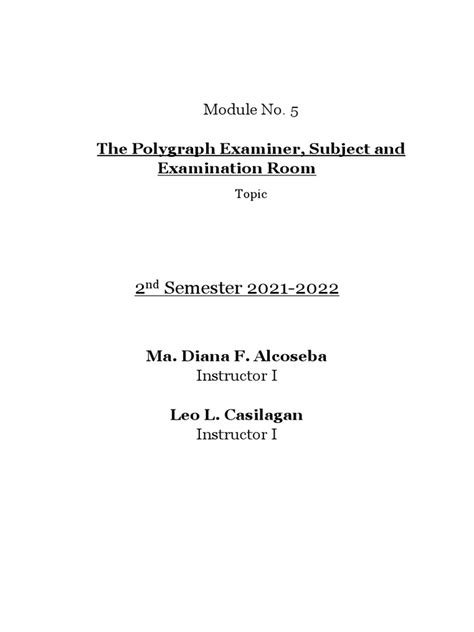 Final Poly 5 The Polygraph Examiner Subject And Examination Room Pdf Polygraph Question
