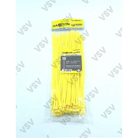 Jual Hasston Kabel Ties 5x300mm Kuning 4580 143 Nylon Cable Ties Shopee Indonesia