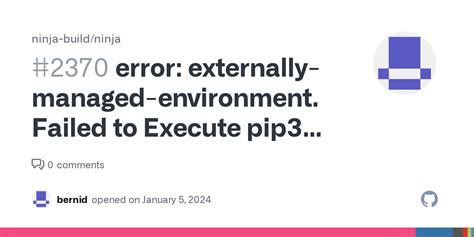 Error Externally Managed Environment Failed To Execute Pip3 Install Pip Setuptools