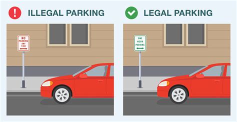 안전 운전 요령 및 교통 법규 합법 및 불법 주차 언제든지 표지판 구역에 주차할 수 없습니다 벡터 일러스트 레이 션 거리에 대한 스톡 벡터 아트 및 기타 이미지 Istock
