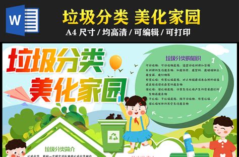 2023垃圾分类美化家园手抄报彩色插画风保护环境人人有责电子小报模板下载 手抄报小报 办图网