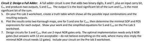 Solved Circuit Design A Full Adder A Full Adder Circuit Chegg Com