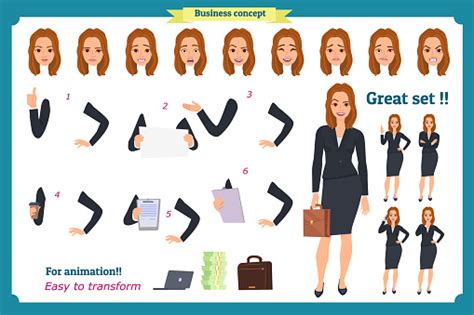 서로 다른 포즈에서 제시 하는 젊은 사업가의 설정 사람들이 문자입니다 서 여자 몸 디자인 프레 젠 테이 션 작업에 대 한 템플릿 백색에 절연 되어 있습니다 플랫