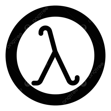 Small Lowercase Lambda Symbol In Black Circle Letter Greek Text Vector