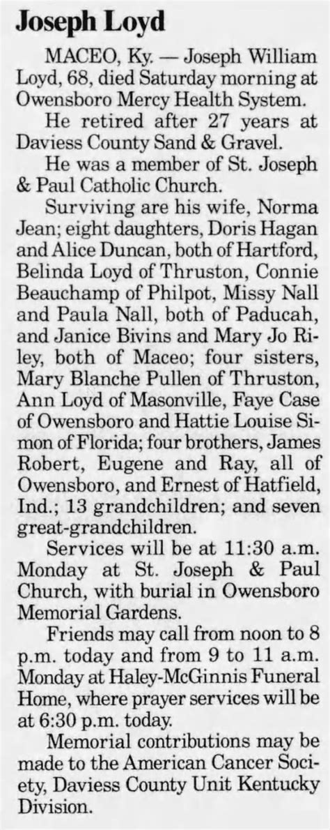 Joseph William Loyd 1930 1998 Find A Grave Memorial