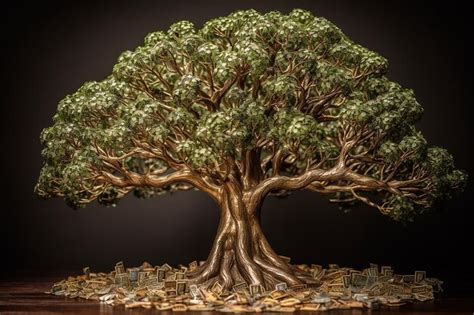 Premium Photo Tree With Growing Banknotes Symbolizing Wealth