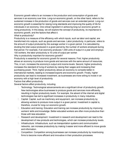 Econ 1020 Econ 1020 Macroeconomics Economic Growth Refers To An Increase In The Production