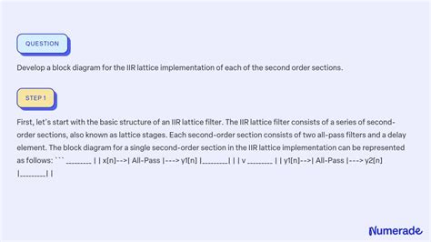 solved develop a block diagram for the iir lattice implementation of