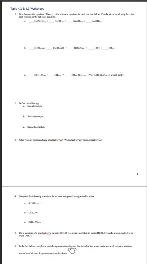 Net Ionic Equations Worksheet Proworksheet