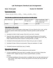 Lab 3 Assignment Docx Lab Techniques Chemical Lab 3 Assignment Name Viresh Patel Babe ID