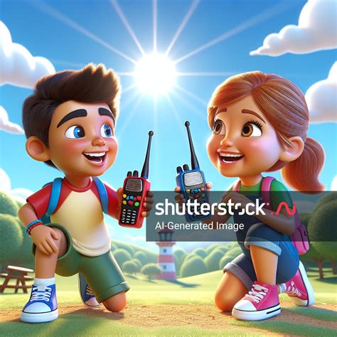 Boy Girl Walkie Talkies Fun 3d Cartoon Ai Generated Image 2459014495