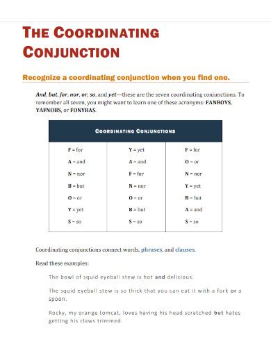 Coordinating Conjunction Definition