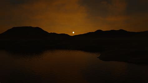 Sunset Scene Testing Ant Landscape And My Water Shader Rblender