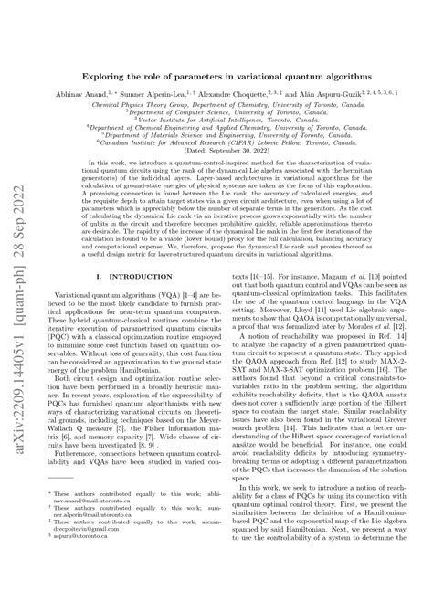 Pdf Exploring The Role Of Parameters In Variational Quantum Algorithms