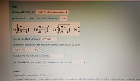 Solved Part 3 What Does FPC Stand For Finite Population Chegg Com