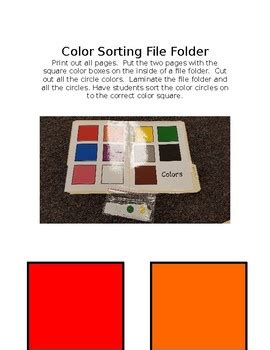 Color Sorting File Folder Game By Cynthia Overmann TpT