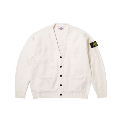 슈프림 X 스톤 아일랜드 부클 가디건 화이트 23fw Supreme Kream