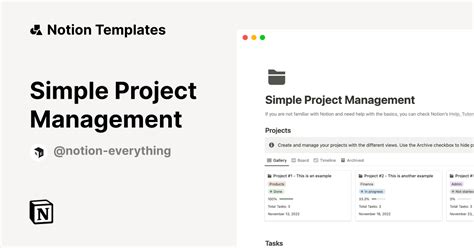 Simple Project Management Template Notion Marketplace