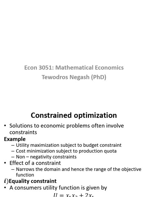 Econ 3051 Lecture Slidefive Pdf Mathematical Optimization