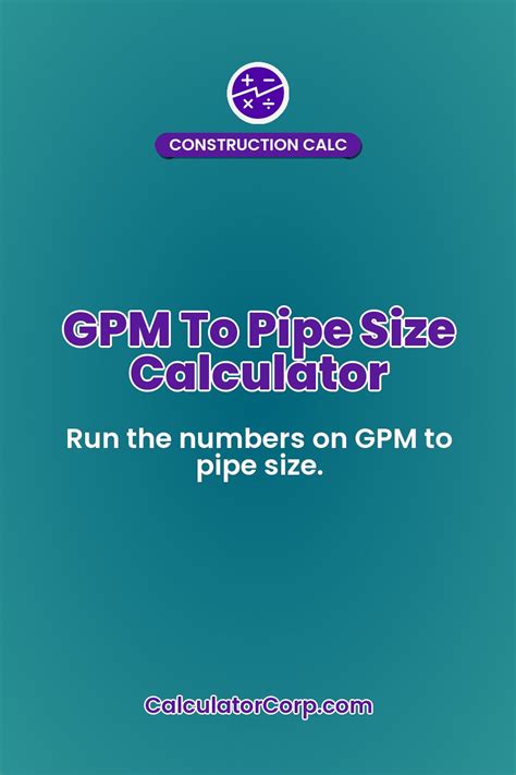 Gpm To Pipe Size Calculator
