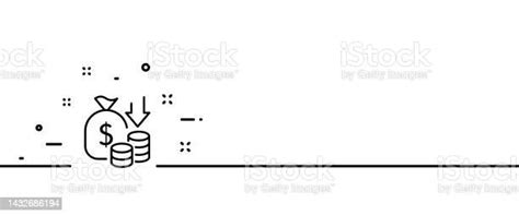 달러 기호와 아래쪽 화살표 선 아이콘이있는 돈 가방 지불 통화 비용 현금 급여 현금 발생액 송금 지불 동전 수입 거래 재무 관리 개념 한 줄 스타일 Championship에