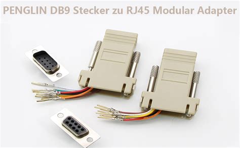 PENGLIN 5 Unidades DB9 Macho A RJ45 Modular Adaptador DB9 A RJ45 Hembra Ethernet Adaptador
