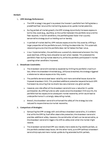 Analysis Good Analysis 1 Cppi Strategy Performance O The Cppi