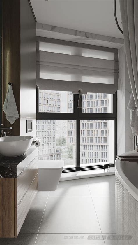 Ванная комната 3 8 м² с панорамным окном 3dplitka и дизайн интерьера Дзен