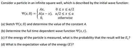 Solved Consider A Particle In An Infinite Square Well Which Chegg