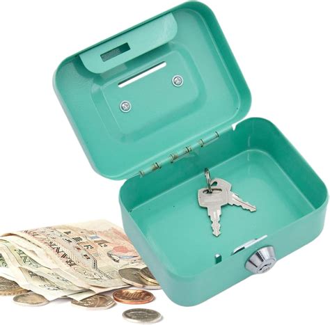 Levabe Small Lock Box Metal Cash Box With Key Lockable Storage