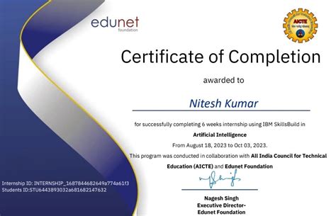Nitesh Kumar On Linkedin Edunet Ibmskillsbuild Internship Artificialintelligence Aicte Ibm