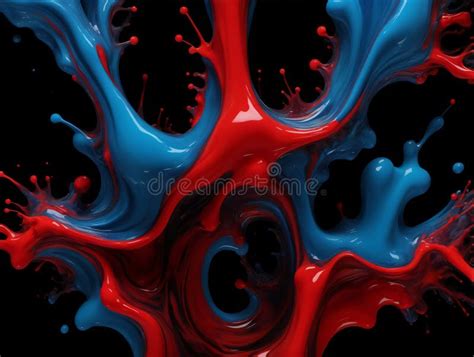 черный фон с красной и синей краской генеративный помощник Иллюстрация штока иллюстрации