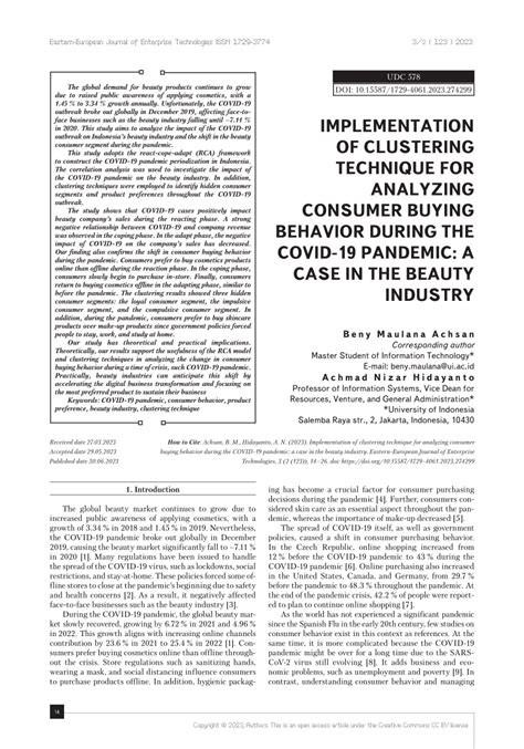 Pdf Implementation Of Clustering Technique For Analyzing Consumer Buying Behavior During The