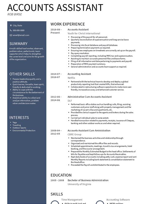 Accounts Assistant Resume Samples And Templates Visualcv