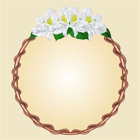 하얀 진달래 인사말 카드 벡터와 라운드 프레임 Eps Ai Uidownload