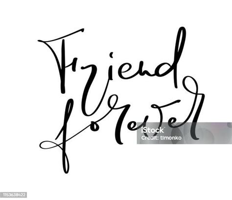 영원히 벡터 텍스트 친구 우정의 날의 일러스트 레터링 인사말 카드 현대 서 예 손으로 그린 문구 대화 풍선 문자 기호에 대한