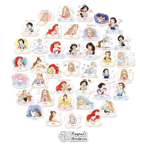 ʕ •ᴥ•ʔ พร้อมส่ง สติ๊กเกอร์กันน้ำขนาดเล็กลายเจ้าหญิงดิสนีย์ Disney Princess Small Waterproof