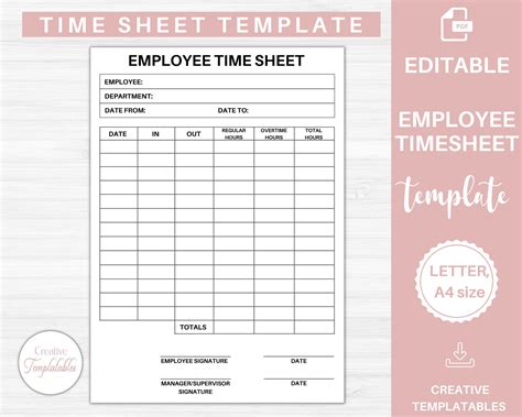 Employee Work Time Sheet Artofit