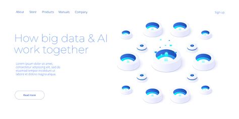 아이소메트릭 벡터 일러스트레이션의 빅 데이터 기술 정보 저장 및 분석 시스템 디지털 기술 웹 사이트 방문 페이지 템플릿 등측투영법에 대한 스톡 벡터 아트 및 기타 이미지