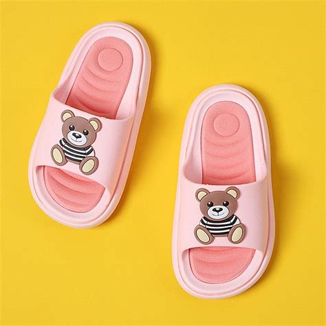 รองเท้าแตะเด็ก แบบสวม รูปน้องหมีน่ารักๆ สีสันสดใส กันลื่น พื้นนุ่ม ใส่สบาย No 2201 Shopee Thailand