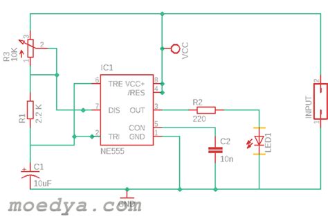 Rangkaian Pewaktuan Clock Pembangkit Pulsa Ic 555 Moedya