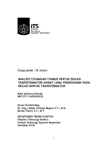 Pdf Analisis Tegangan Tembus Kertas Isolasi Transformator Akibat Lama