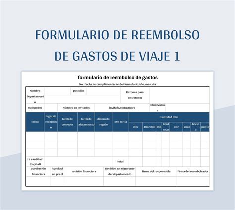 Plantilla De Excel Formulario De Reembolso De Gastos De Viaje 1 Y Hoja